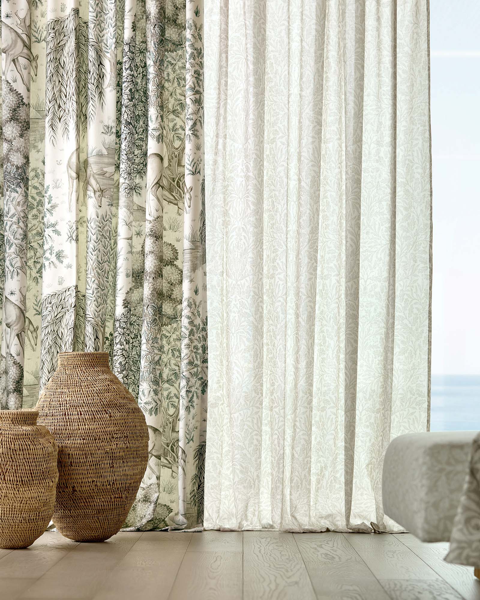 interior library - Pure Acorn Sheer 227297 MORRIS&Co.